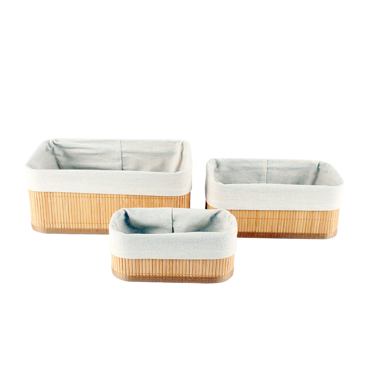 Kalib Set Of 3 Bamboo Storage Baskets With Lining – Genstore