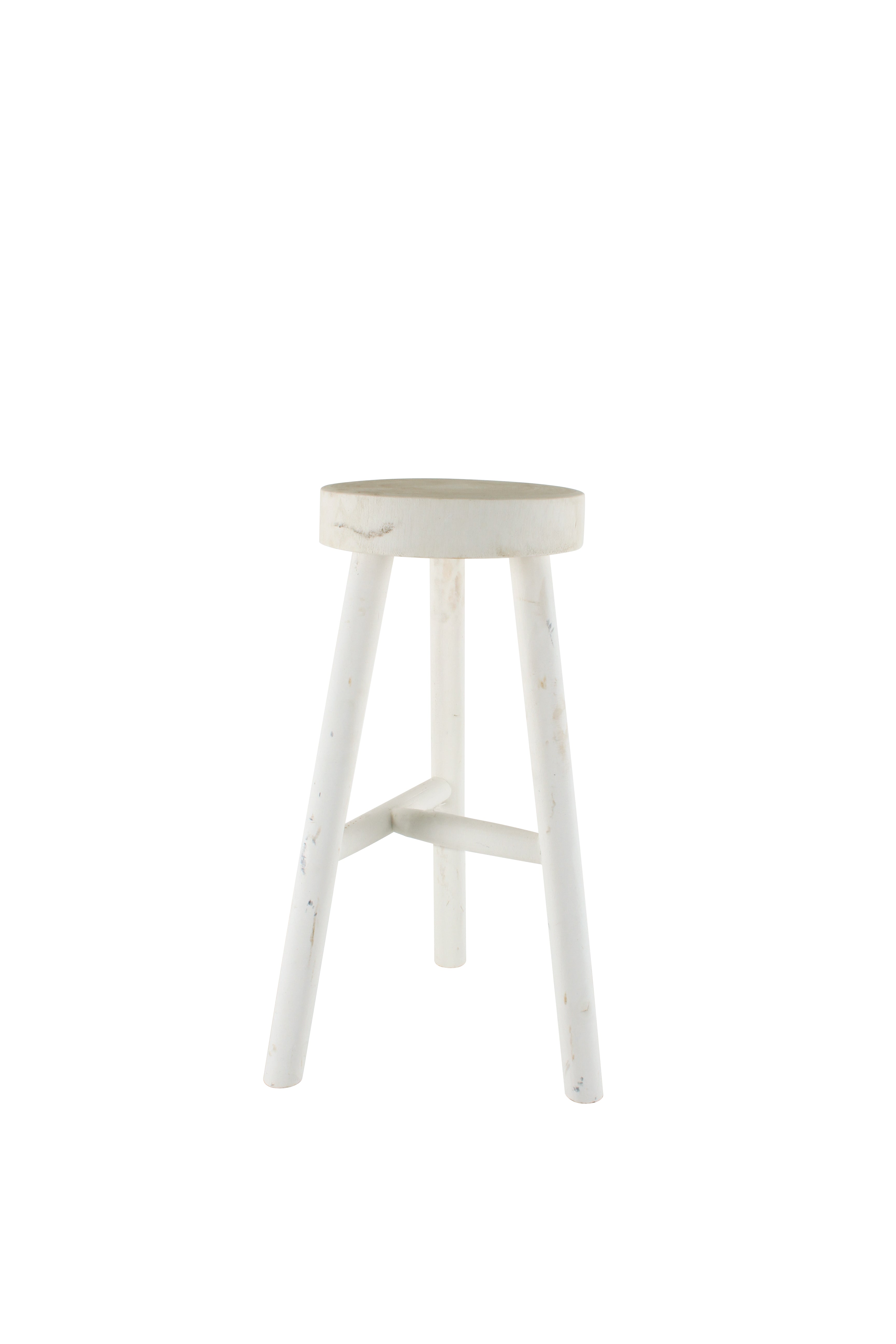 White Wash Wooden Stool, 60cm H x 26cm D – Genstore